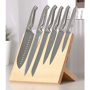 Beechwood Magnetic Knife Block, knife storage Holder stand, Knives organizer shelf rack with powerful magnetic, Large Capacity Kitchen Cutlery Display Stand (10 inch x 8.5 inch)
