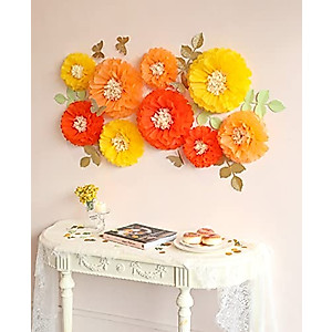 Fonder Mols Yellow Orange Gold Tissue Paper Flowers Tissue Pom Poms Blooms for Little Cutie Baby Shower, Nursery Decor, Fall Birthday Party Decorations(Set of 21)