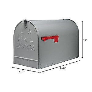 Gibraltar Mailboxes Stanley Extra-Large Capacity Galvanized Steel Grey, Post-Mount Mailbox, ST200000
