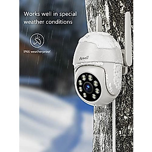 2K Security Camera, PTZ 355°View 3MP Security System 2.4GHZ WiFi Security Cameras Outdoor with Color Night Vision, Motion Detection and Alarm, IP66 Waterproof, 2-Way Talk, 24/7 SD Storage