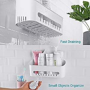 Budget & Good Shower Caddy Suction Cup No-Drilling Removable Bathroom Shower Organizer Suction Shower Storage Heavy Duty Shower Shelf Basket Organizer for Bath Shampoo Conditioner - White