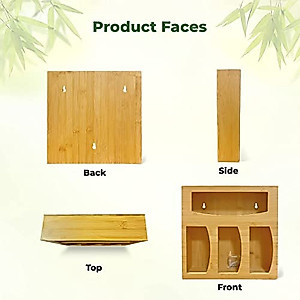 Walmax Bamboo Ziplock Bag Organizer - 12 x 3 x 12 Inches Plastic Bag Organizer - 4 compartments Ziplock Bag Storage Organizer for Kitchen Drawer
