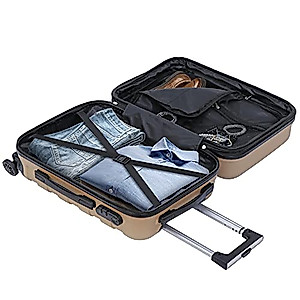 22 Inch Hardside Expandable Luggage ,Carry On Luggage With Spinner Wheels,Travel Suitcase Champagne (ABC1238)
