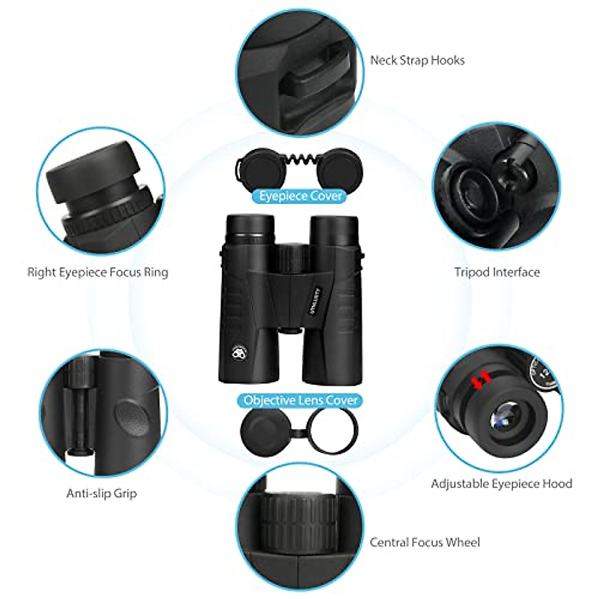 Uthlusty 12X42 Professional Binoculars for Adults with Harness Strap, HD High Powered Lightweight BAK4 Prism Binoculars for Bird Watching, Hunting, Travel, Hiking, Sports, Concerts