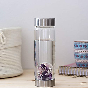 VitaJuwel ViA WELLNESS - Crystal Water Bottle with Amethyst, Rose Quartz & Clear Quartz