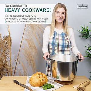 18 Quart Cast Aluminum Large Stock Pot with Lid - Durable & Lightweight Soup Pot with Even Heat Distribution & Retention - Professional Cookware Stockpot with Silicone Handle