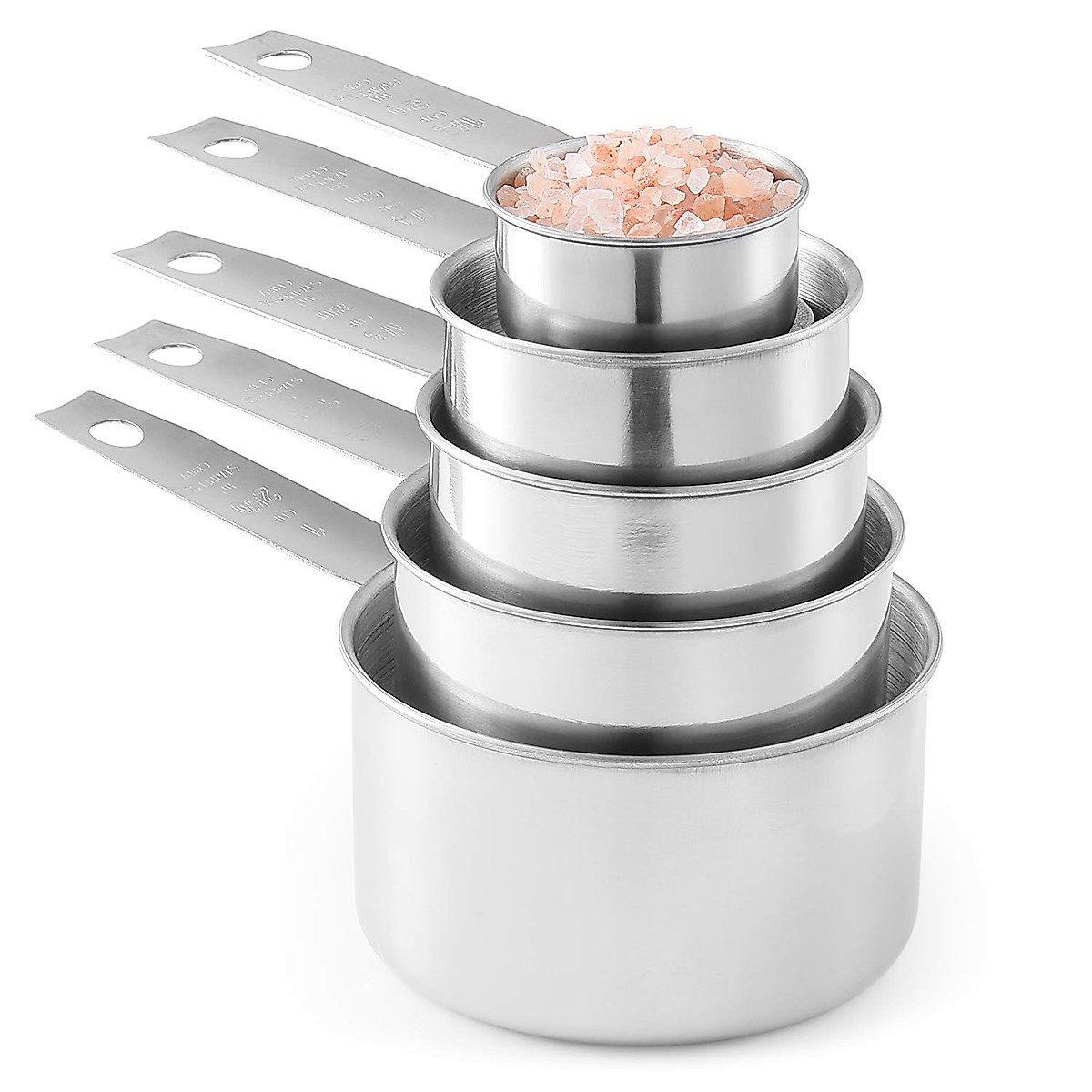 Stainless Steel Measuring Cups And Measuring Spoons 10-Piece Set, 5 Cups And 5 Spoons