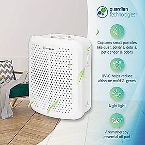 GermGuardian AC225W Pluggable Air Purifier with UV-C Light and Nightlight, Reduces Airborne Mold and Germs, Odor-Eliminating Aromatherapy Essential Oil Pad Included, 7-in Pluggable Air Purifier, White