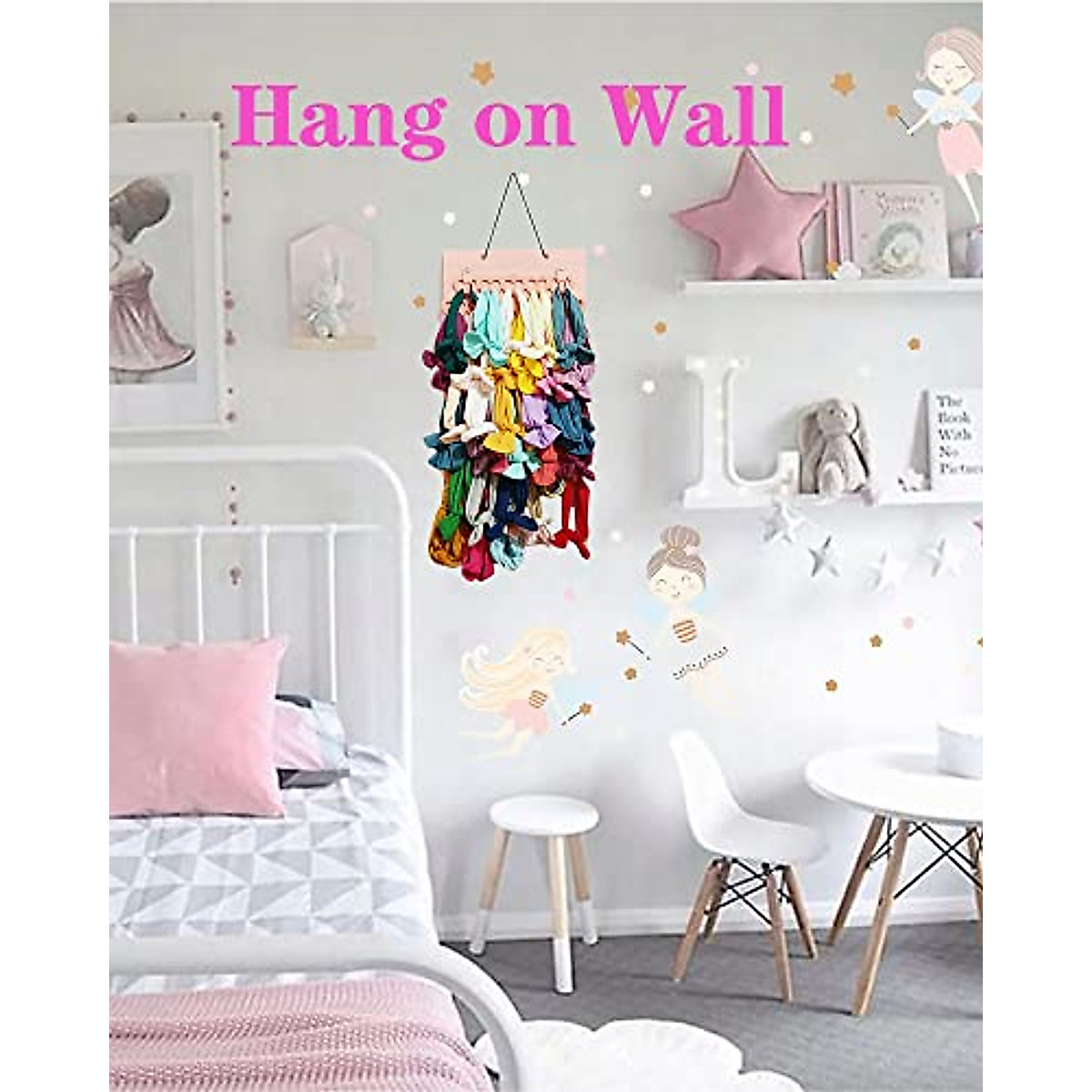 FavoritBow 1PCS Pink Bow Holder for Girls Hair Bows,Hair Accessories Organizer for Baby Girls,Heart-Shape Felt Hair Bow Headbands Hangers for Door,Closet,Wall