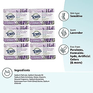 Tom's of Maine Natural Beauty Bar Soap, Lavender & Shea With Raw Shea Butter, 5 oz. 6-Pack