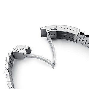 MiLTAT 22mm Super-JUB Watch Band compatible with Seiko 5 Sports SRPD51 SRPD55 SBSA003, V-Clasp, Brushed