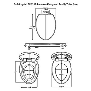 BATH ROYALE Potty Training Toilet Seat, Adult/Child Combo, Premium Family BR631B-FFP Elongated White