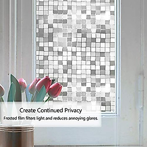 Yenhome Frosted Window Film Privacy Static Cling Window Film Decorative Window Film 3D Mosaic Window Sticker Sun Blocking Anti UV Glass Film for Door Bathroom Home Office Heat Control 17.7x118 inch