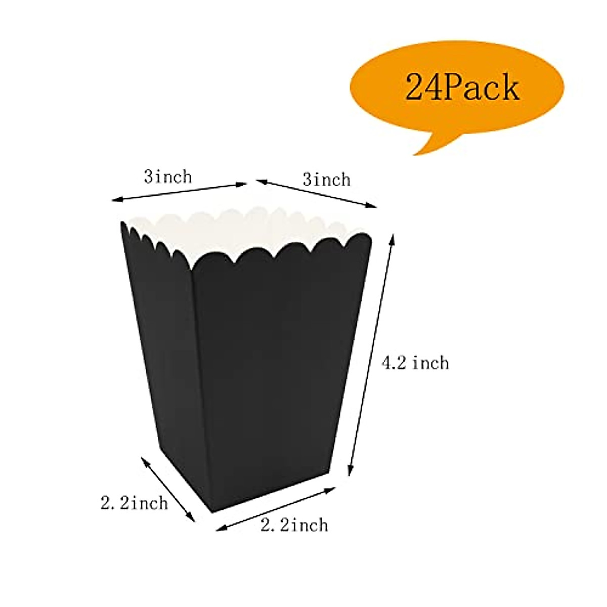 24 Pcs Popcorn Boxes Mini Paper Popcorn Box Cardboard Popcorn Container for Party, Black