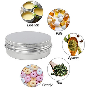 Moretoes 48 Pack 2 Oz Metal Round Tins Aluminum Tin Cans Containers with Screw Lid for Salve, Spices or Candies