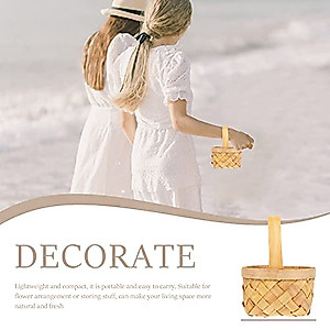 YARNOW 4pcs Wicker Basket with Handles Simple Hand- Woven Baskets Handwoven Basket for Fall Decor, Picnics, Gifts, Home Decor