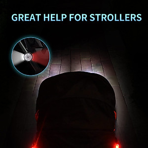 Stroller Safety Lights for Night,Vagocom LED Pram Pushchair Light See and be seen with The Stroller for Walking at Night,Suitable for All Strollers(2 Pack,Battery Included)