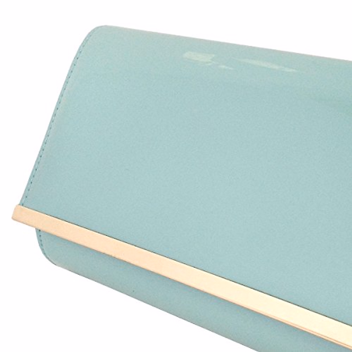 JNB Faux Patent Leather Glossy Candy Clutch, Mint