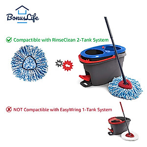 BonusLife 2-Pack Mop Head for O-Ceda RinseClean Spin Mop Refill 2-Tank System Only Easy Cleaning Microfiber Replacement
