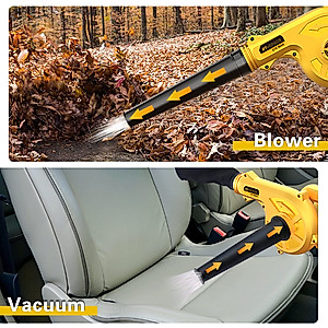 Leaf Blower Cordless with Battery and Charger, Battery Powered Electric Leaf Blower, 2-in-1 Portable Mini Leaf Blower &Vacuum for Lawn Care, Dust/Snow Blowing