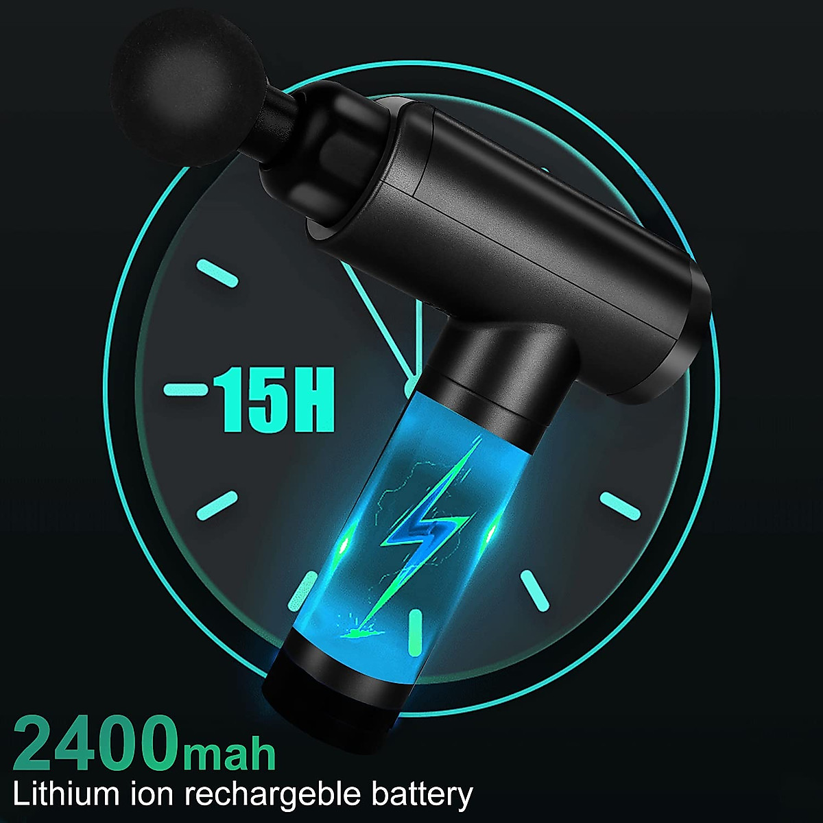 Cholas Massage Gun, Muscle Therapy Gun for Athletes, Deep Tissue Percussion Body Muscle Massager with 30 Adjustable Speeds, 6 Types of Massage Heads, Handheld Massager for Neck Back Pain Relief