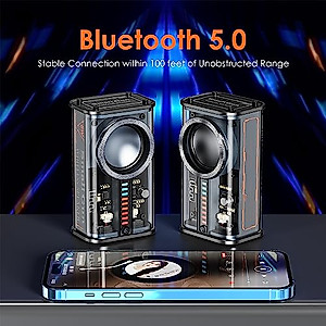Portable Bluetooth Speaker with Lights, Transparent Wireless Mini Bluetooth Speaker with TWS, Perfect Small Speaker HD Sound and Bass for Office, Home, Shower, Room, Bike, Car (Black)