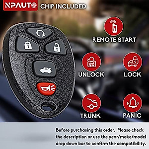 NPAUTO 2Pcs Key Fob Replacement for Chevy Malibu 04-12 Cobalt 05-10, Pontiac G5 G6 Grand Prix, Buick Allure Lacrosse, Saturn Aura Sky Keyless Entry Remote Start Control Key Fobs 22733524, KOBGT04A