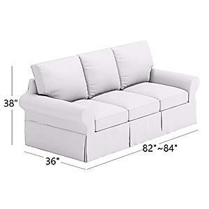 The Heavy Cotton Sofa Cover is 3 Seat Sofa Slipcover Replacement. It Fits Pottery Barn PB Basic Three Seat Sofa (Bright White Basic)