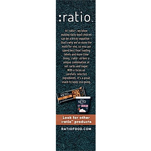Ratio Soft Baked Bars, Chocolate Brownie, 1g Sugar, Keto Friendly, 5.34 OZ (6 Bars)