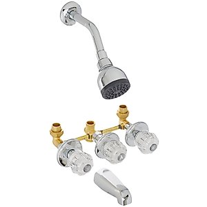 Homewerks Worldwide 10-B83WCHB Three-Handle, One-Spray Bathtub and Shower Faucet Set 5 Year Warranty, Chrome Finish