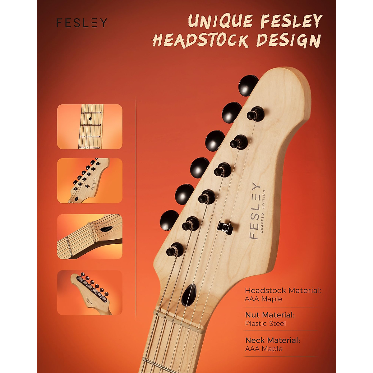 Fesley 39" Electric Guitar, Full Size Solid Body Electric Guitars For Beginner, ST Style, Maple Neck/Fretboard, Electric Guitar Kit With HSS Pickup, Gig Bag, Matte, Morandi Black