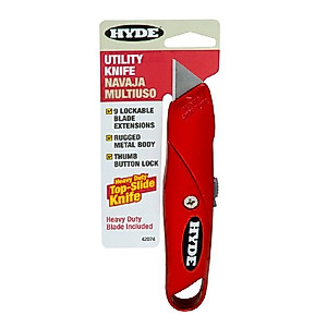 Hyde Tools 42074 Top Slide Utility Knife, Red (Mini Card Packaging)
