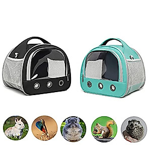 Small Animal Carrier Bag - Portable Hamster Carrier Outgoing Travel Pouch, Breathable & Perspective, Perfect for Parrots Ferret Hedgehog Squirrel Chinchilla Sugar Glider (Green)