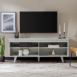 Walker Edison Rohde Contemporary 4 Cubby TV Stand for TVs up to 65 Inches, 58 Inch, Grey