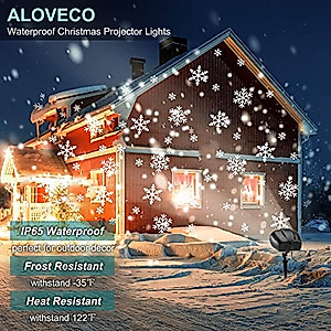 ALOVECO Christmas Projector Lights Outdoor, LED Snowflake Projector Christmas Lights with Remote Rotating Projection Lamp, Waterproof Holiday Decorative Lighting for Xmas Party Garden Gift [Upgrade]