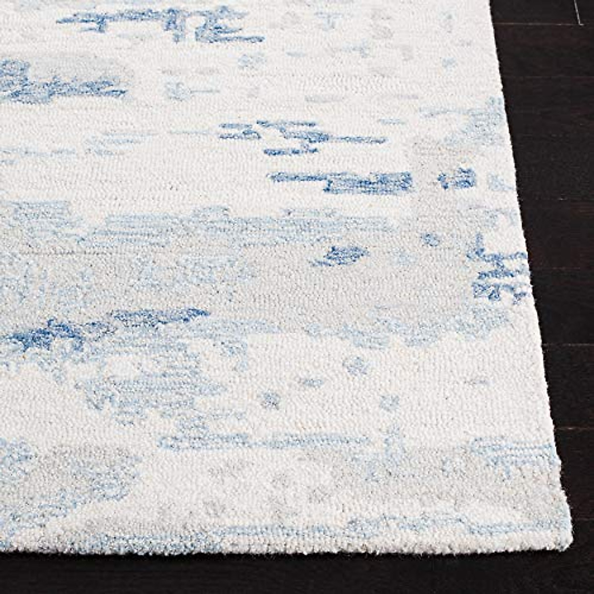 SAFAVIEH Abstract Collection 9' x 12' Ivory/Blue ABT465A Handmade Abstract Premium Wool Area Rug