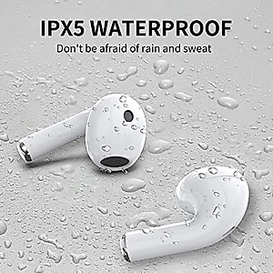 Mini Wireless Earbuds White Bluetooth Earbuds Built-in Mic IPX5 Waterproof Immersive Sound Cordless Earbuds Fast Charge Single/Twin Mode Unisex White Bluetooth Earbuds for Work,Office,Sport