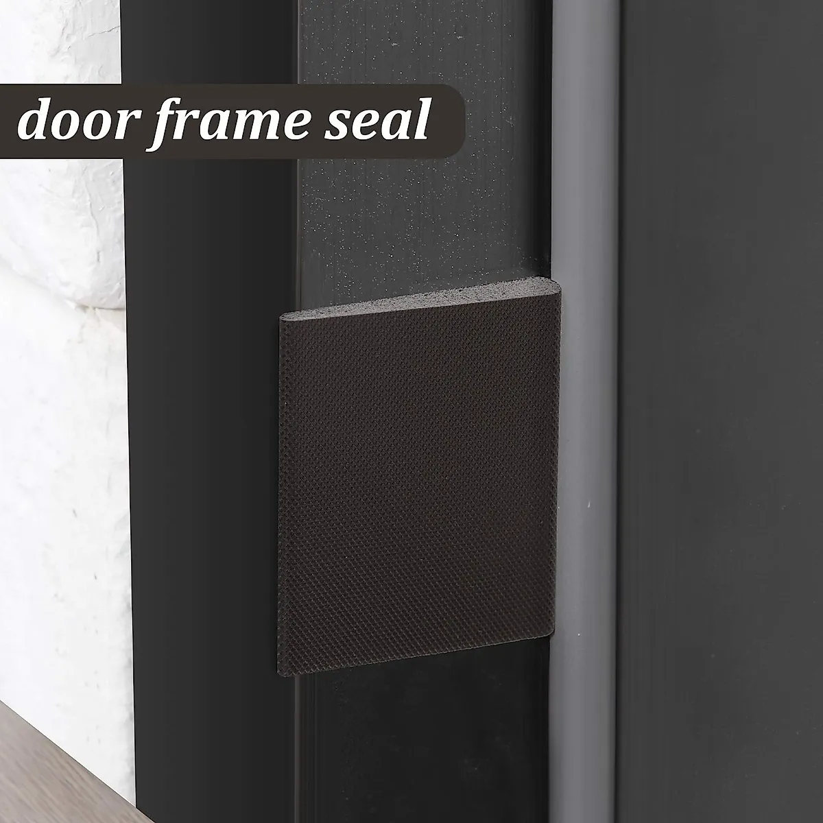 Jetec 14 Pieces Door Corner Seals Self Adhesive Exterior Door Frame Seal Weather Stripping Corner Pad Foam Draft Stopper Gap Filler Bottom for Weather Protection, Isolation of Noise(Black)