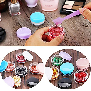Wopanxye 20pack 15ml Makeup Sample Jars, BPA Free, Small Empty Cosmetic Container, Plastic Round Pot Screw-up Cap Lid, Travel 15g Jar for Lip Gloss Scrubs Salves Ointments Facial Creams Bath Lotions