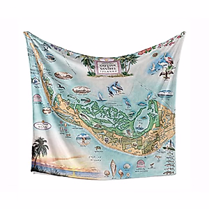 Sanibel-Captiva Islands Map Fleece Blanket - Hand-Drawn Original Art - Soft, Cozy, and Warm Throw Blanket for Couch - Unique Gift - 58"x 50"