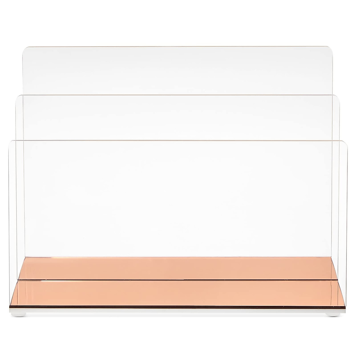 Clear Acrylic File Organizer with 2 Slots, Office Desk Paper, Mail, and Letter Sorter (9 x 5 x 7 in)