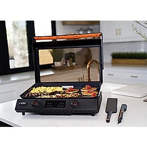 22 Inch Blackstone Electric Griddle Nonstick with Lid, 8001 E-Series Tabletop Large Griddle with Blackstone Griddle Accessories and Reusable Gloves and Cloth (8001-8202-GL-CL)