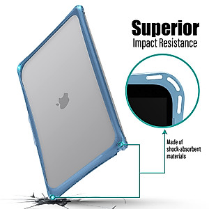 IBENZER Hexpact Compatible with MacBook Air 13 Inch Case 2022 2021 2020 M1 A2337 A2179 A1932, Heavy Duty Protective Case with Screen Lock for Mac Air 13 with Touch ID, Serenity Blue, AT13-SRL