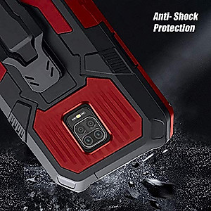 vvoo for Xiaomi Redmi Note 9s/9 Pro Case,with [2 Pack] Tempered Glass Screen Protector Military Grade Hybrid Heavy Duty Protection Built-in Fold Kickstand for Xiaomi Redmi Note 9s/ 9 Pro Case -RED