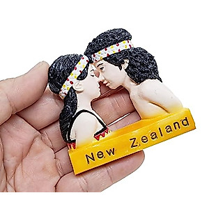 WitnyStore Tiny Maori Couple of Lovers Māori Indigenous Polynesian People, New Zealand Australia Oceania Tourist Attractions Resin Refrigerator Magnet Traveler Souvenir Gift Memento 3D Fridge Magnets