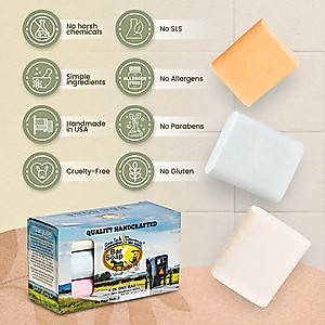 Amish Farms Bar Soap w/All Natural Bentonite Clay (6 Bars) Made in USA, Vegan Moisturizing for Sensitive Skin | Women & Mens Face & Body Bar Bath Soap for Shower | Clean Scent | 5oz Each