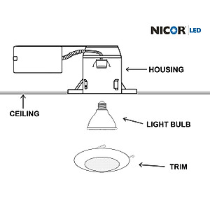 NICOR Lighting 6 inch White Recessed Shower Trim with Albalite Lens (17505)