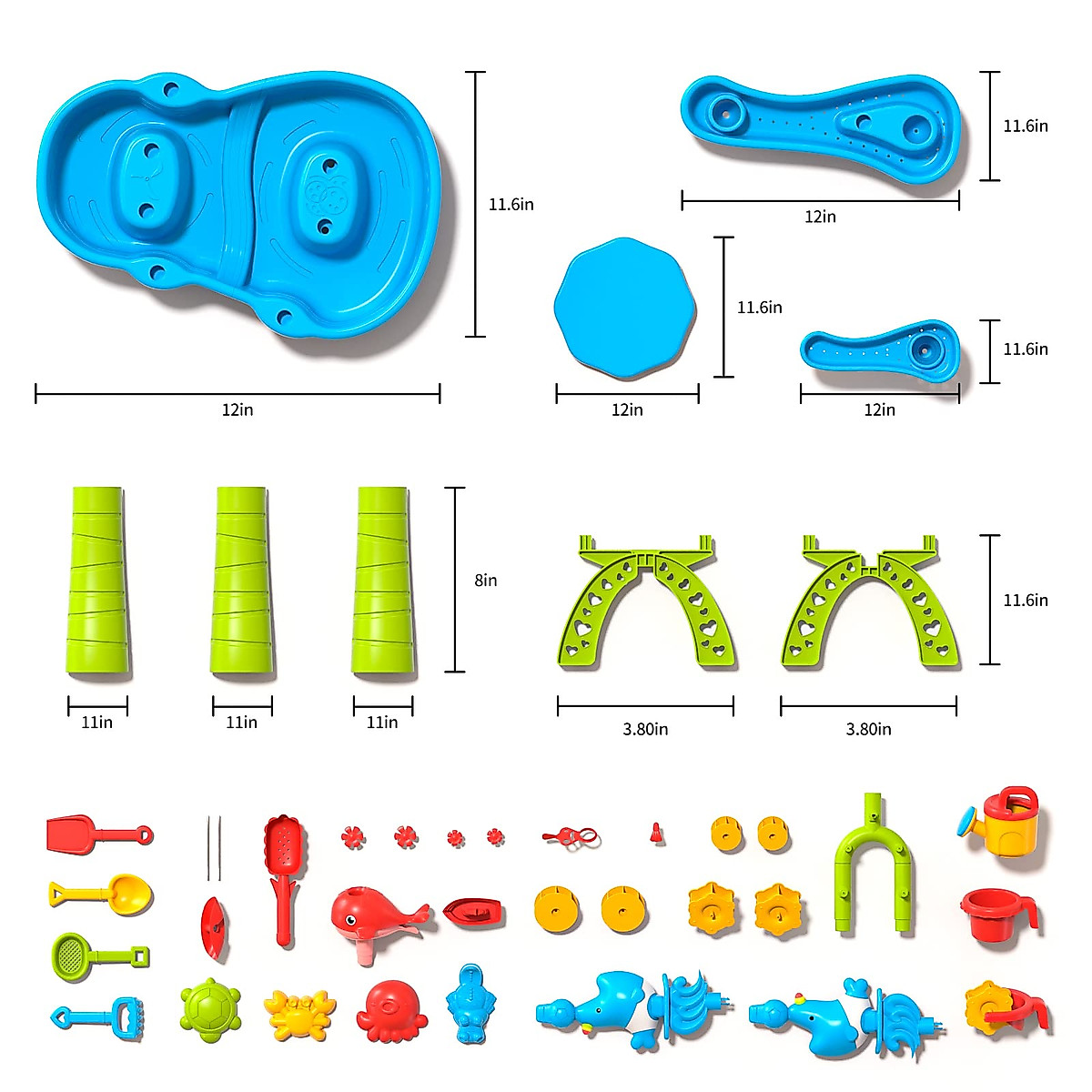Doloowee Sand and Water Table Toy for Kids, 3 Tier Showers Pond Table, Kids Play Activity Summer Outdoor on Beach Backyard Toddlers 1-3 Age 3-5 Up