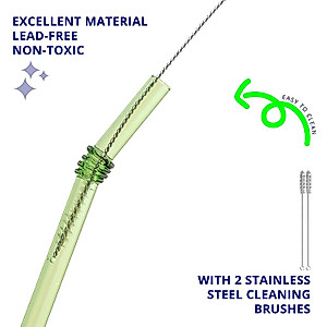 8 Pack EMPO Glass Straws Colored - 8" x 8mm Perfect Reusable Straw - Smoothies, Tea, Juice, Water, Essential Oils Gift with 2 Cleaning Brush MultiColor