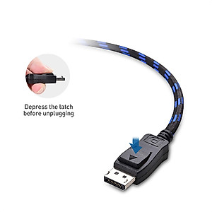 Cable Matters [VESA Certified] 6 ft 32.4Gbps Braided DisplayPort Cable 1.4, 8K 60Hz / 4K 240Hz DisplayPort 1.4 Cable with FreeSync, G-SYNC and HDR for Gaming Monitor, PC, RTX 4080/4090, RX 6800/6900